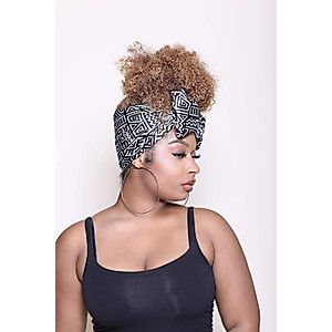 Glow By Daye Charmeuse Satin Prefolded Head Scarf, Double Layered Satin Bandana for Women, Large (Zola Print (Black and White))