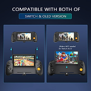 Nargos Grip Controller for Switch/Switch OLED, Ergonomic Handheld Gamepad with 6-Axis Gyro, Dual Motor Vibration and Screen Capture Button (Black)