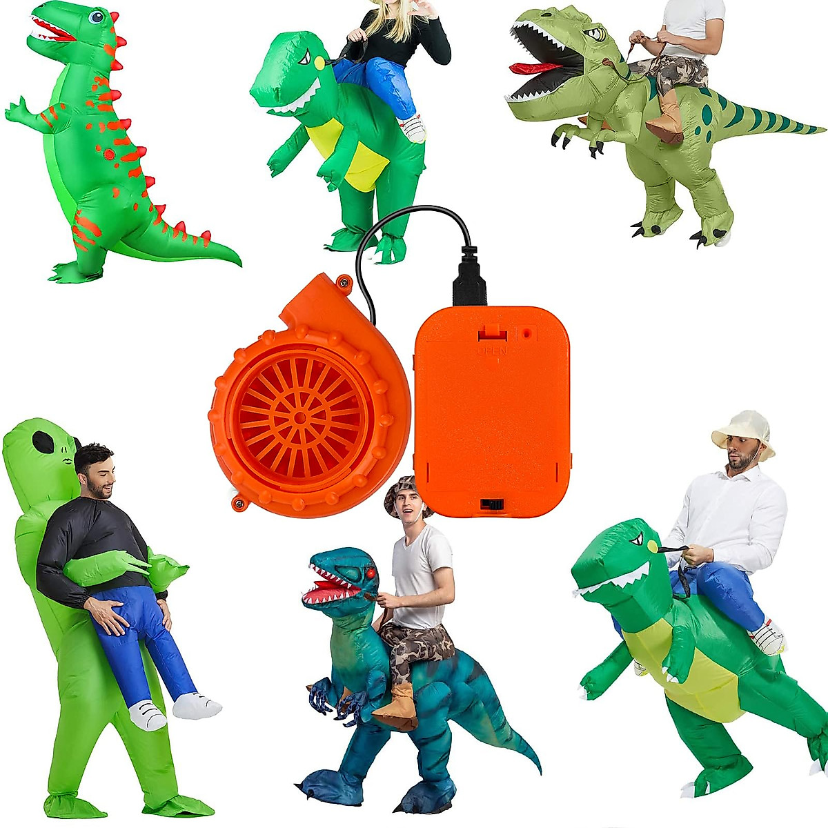QLINLEAF Mini Blower Fan for Dinosaur Costume or Other Inflatable Game Clothing Suits, Orange