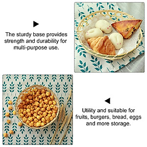 Hemoton 3PCS Bamboo Woven Basket Flat Wicker Round Egg Basket Natural Handmade Food Vegetables Fruits Storage Shallow Tray Organizer Holder Bowl for Home Kitchen