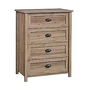 Sauder County Line 4 Drawer Chest, Salt Oak Finish & County Line Side Table/Night Stand, Salt Oak Finish