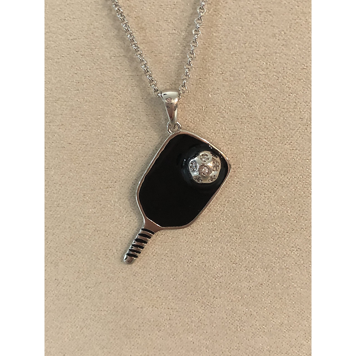 Hit Happy Sleek Pickleball Pendant Necklace (Black)