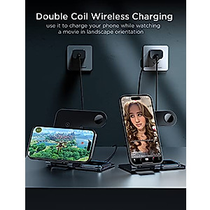 Wireless Charger, 3 in 1 Wireless Charger Station Anchorock Fast Charging Stand Charging Dock for iPhone 14/13/12/11/Pro/Max/XS/XR/X/8/Plus/Apple Watch 7/6/5/4/3/2/SE/AirPods 3/2/Pro, More QI Devices
