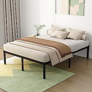 DiaOutro 16 Inch Queen Bed Frame Heavy Duty Metal Platform No Box Spring Needed, Maximum Storage, Easy to Assembly, Noise Free, Black