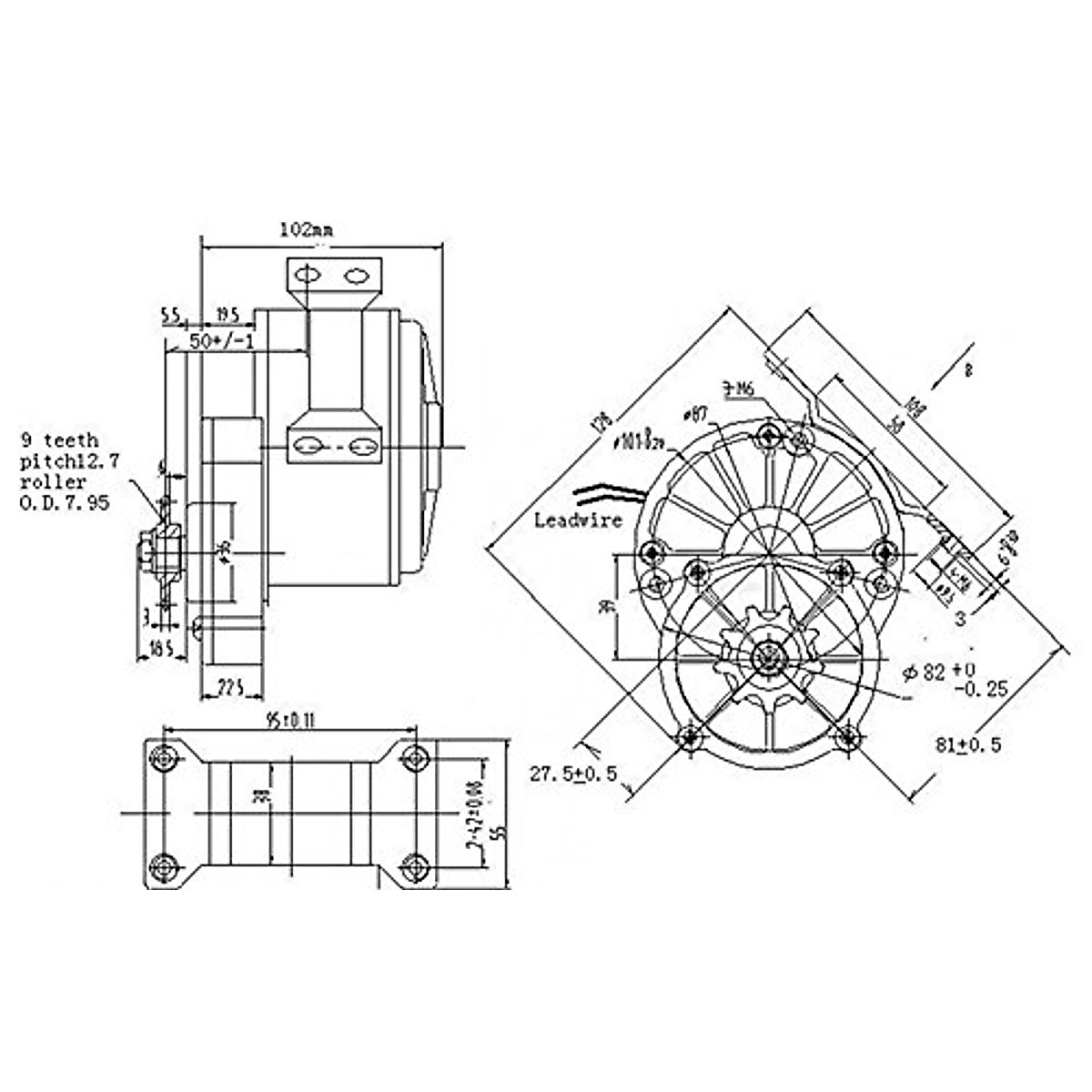 L-faster 24V36V250W Electric DC Motor Brushes Motor for Electric Bike Conversion Kit Electric Bicycle Scooter Motor (36V 250W)
