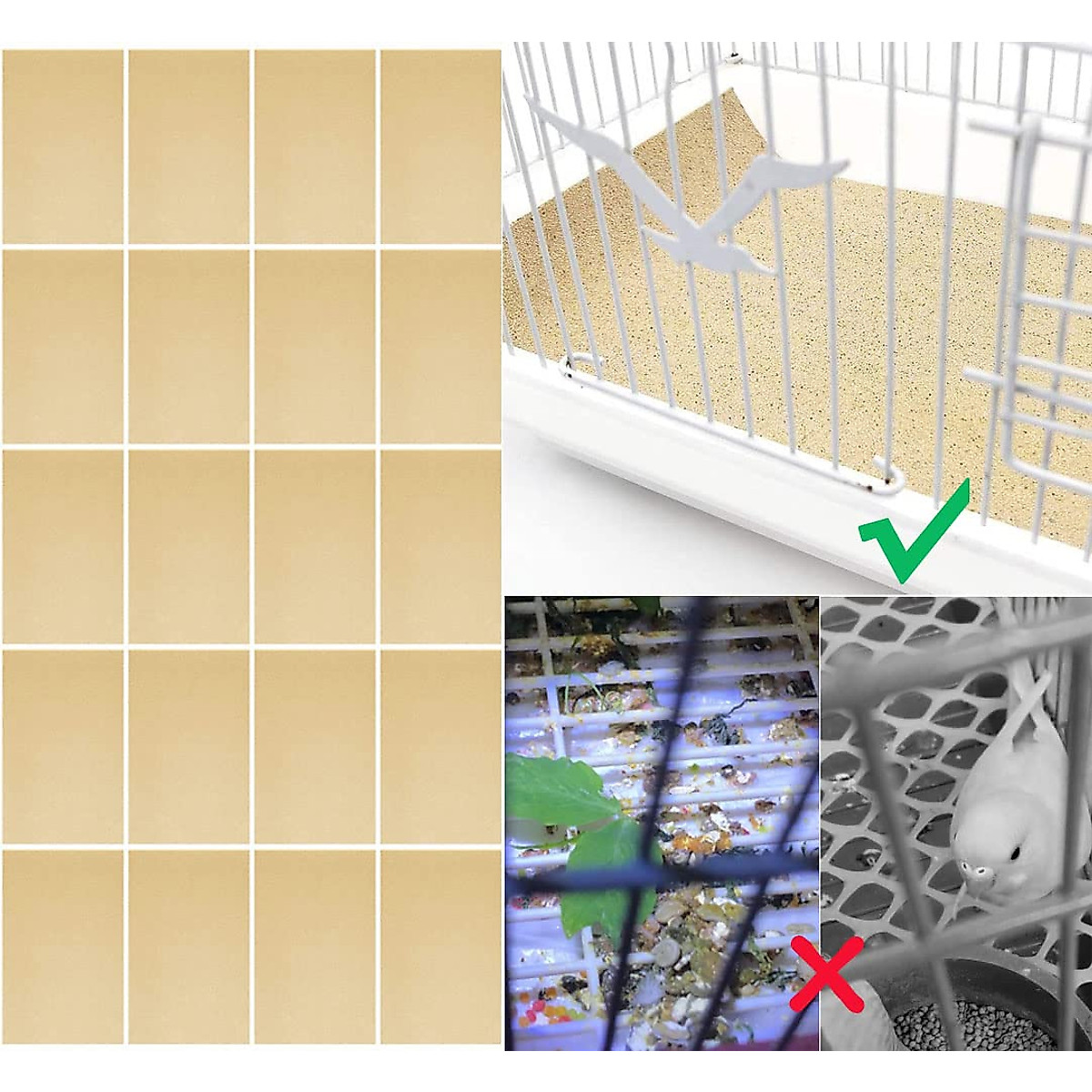 40PCS Gravel Liner Paper for Bird Cage,11x17 in Bird cage Liner Paper-Gravel Paper Special for Bird Cage in Sea Sand,Parrot Cage Sandpapers Cushion Pad Pet Bedding Accessories (40PCS 11 x 17 Inch)