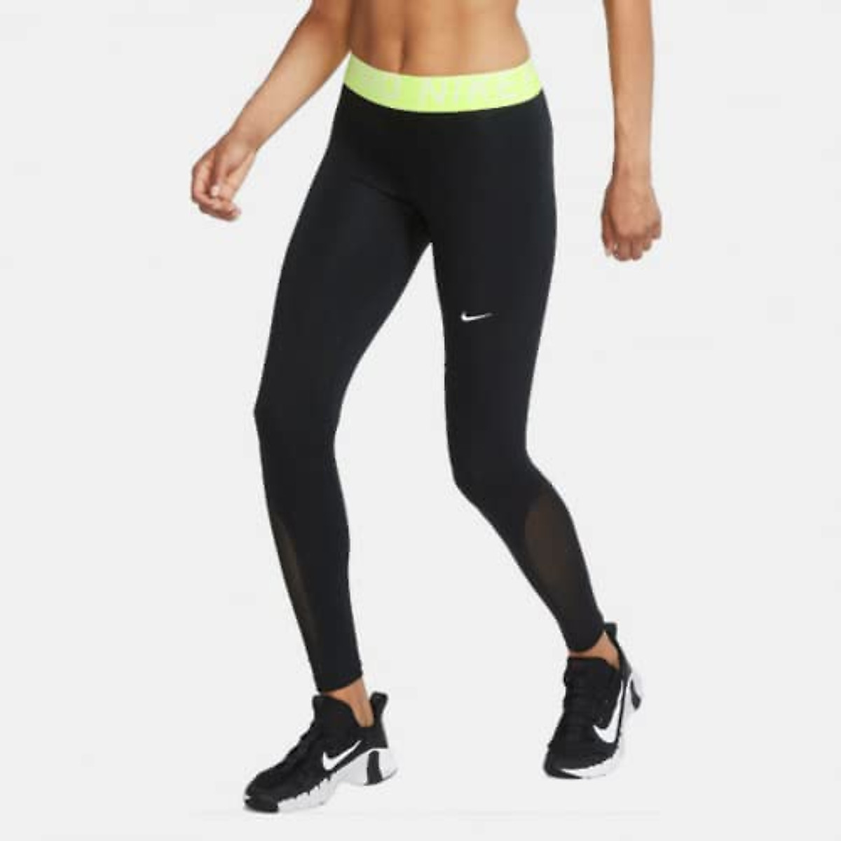 Nike Pro 365 Women's Mid-Rise Crop Leggings, Black/Volt/White, X-Large