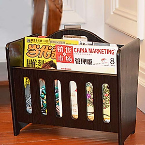 Wooden Newspaper Rack Magazine Rack Data Storage Rack Display Stand Home Small Bookshelf (Color : Brown, Size : 40x27x38cm)