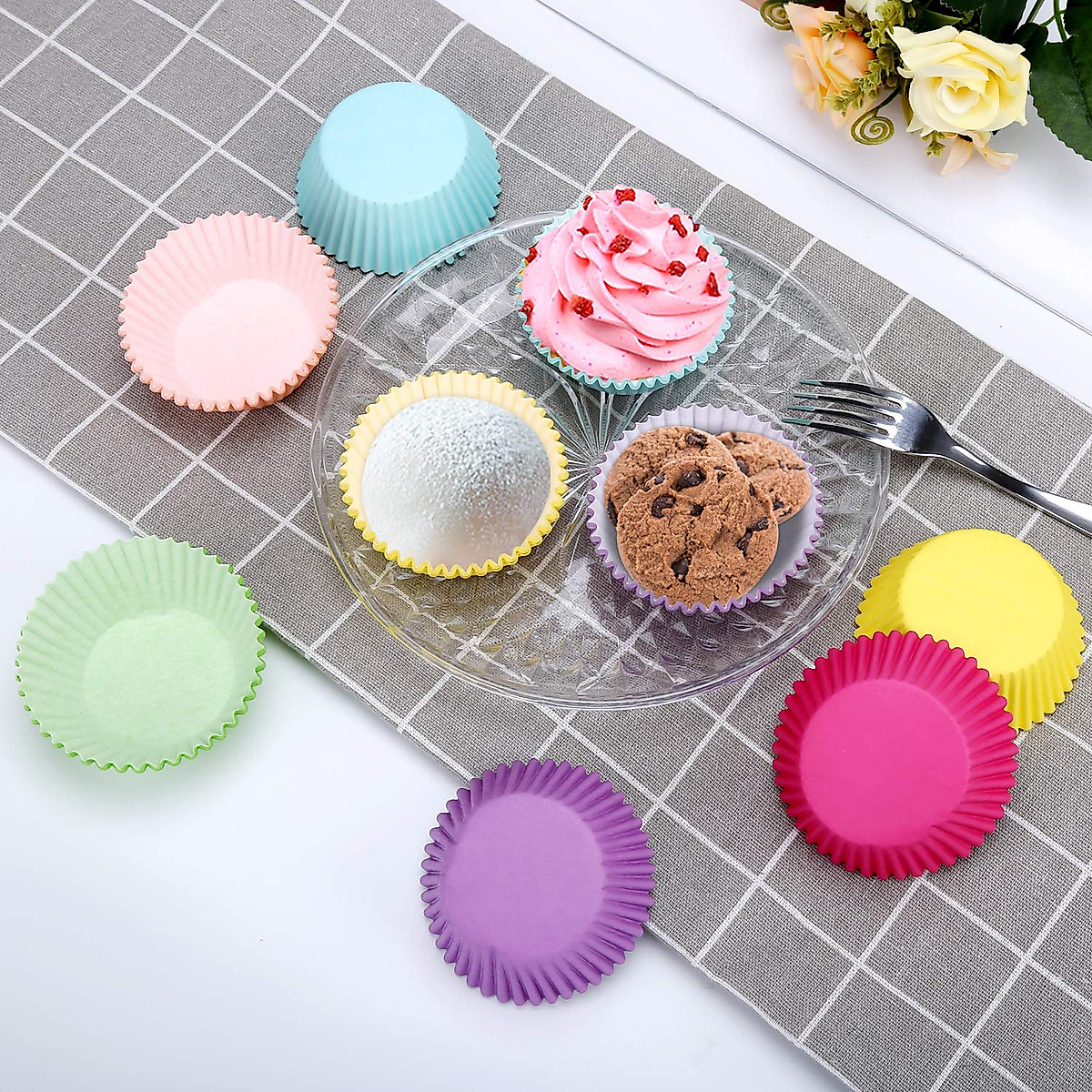 600 pcs Cupcake liners Rainbow Standard Paper Baking Cups Cupcake Liners Muffin Baking Cupcake Mold to Use for Pans