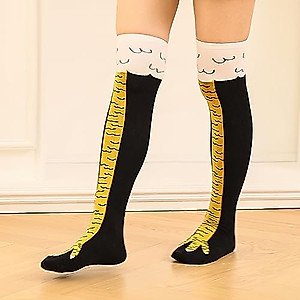 BINPURE Unisex Crazy Funny Chicken Legs Socks Novelty Knee High Turkey Socks Funny Gifts for Women Men and Kids (Chicken Legs, Large)