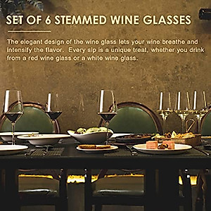 S SALIENT Wine Glasses Set of 6,Long Stem White/Red Wine glasses,14oz Hand Blown Premium Crystal Wine Glass,Gift Packing Burgundy Glasses