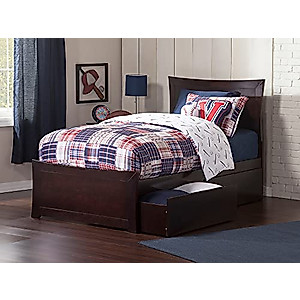 AFI Metro Twin Extra Long Platform Bed with Matching Footboard and Turbo Charger with Urban Bed Drawers in Espresso