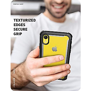 i-Blason Ares Case for iPhone XR 2018, Full-Body Rugged Clear Bumper Case with Built-in Screen Protector (Black)