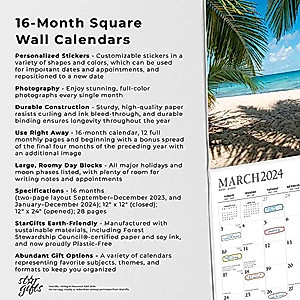 Beautiful Tropical Islands | 2024 12 x 24 Inch Monthly Square Wall Calendar | Sticker Sheet | StarGifts | Scenic Travel Photography