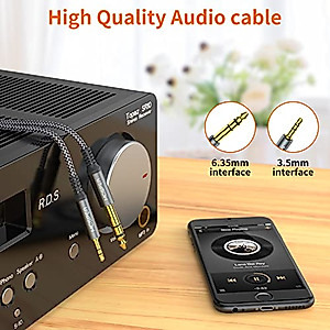 2-Pack 3.5mm to 6.35mm Stereo Audio Cable,(6.6FT) 1/4" Male to 1/8" Male TRS Bidirectional Cord Jack for Speaker and Amplifiers Guitar, iPod, Laptop, Home Theater Devices