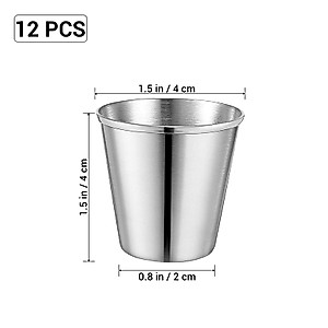 NUOBESTY Shot Glass, Stainless Steel Shot Cups Portable Drinking Tumblers Spirits Cups Bar Wine Cups Sauce for Whiskey Tequila Liquor Great Barware Gift 12pcs