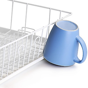 Megachef Chef Single Level Dish Rack with 14 Plate Positioners and A Detachable Utensil Holder, White DR-102 Silver