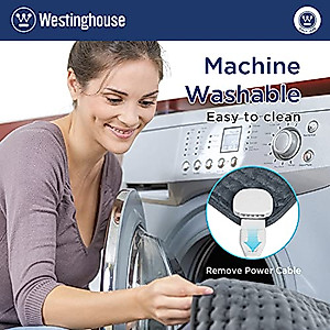 Westinghouse Electric Heating Pad for Back Pain Relief, Heated Neck Shoulder Wrap with 6 Heat Settings, 2-Hour Auto Shut-Off, Machine Washable, Extra Large 12x24 Inches (Grey)