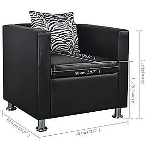 YPWRENH Leisure Chair Sofa Chair Cube Armchair Black Faux Leather for Living Room, Dining Room, Conference Room, Waiting Room