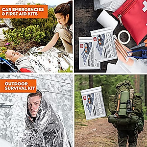 Emergency Blankets Mylar Thermal Blanket,(10 Pack) of Gigantic Space Blanket 82 * 64 in. Survival Blankets Heavy Duty Camping Gear,First Aid