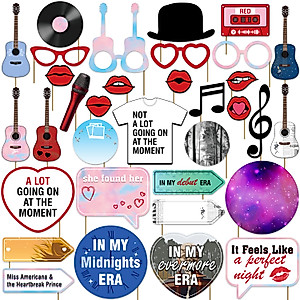 34 Pcs Party Photo Booth, Boys and Girls Party Decorations, Birthday Party Favors, Birthday Music Lyrics Photo Booth Props for Girls Party, Music Lover Photo Booth Props