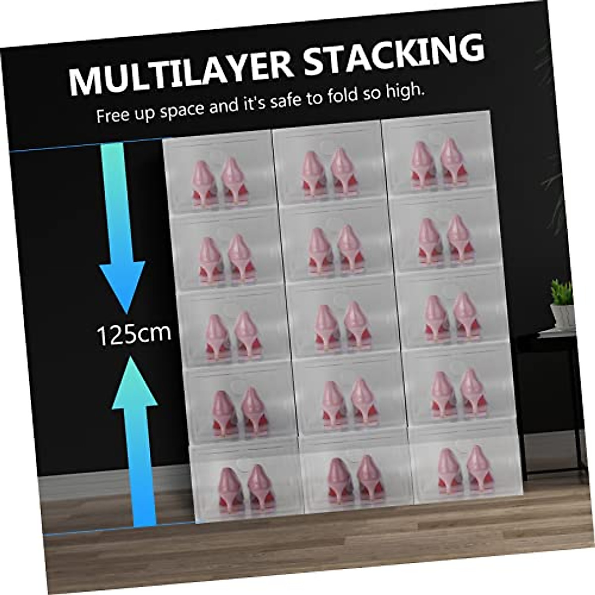 Amosfun 2 pcs plastic transparent shoe box underwear drawer cabinet drawer storage drawers stackable shoe case bins shoes organizer for closet clothes Simple Shoes Case Creative Shoes Case