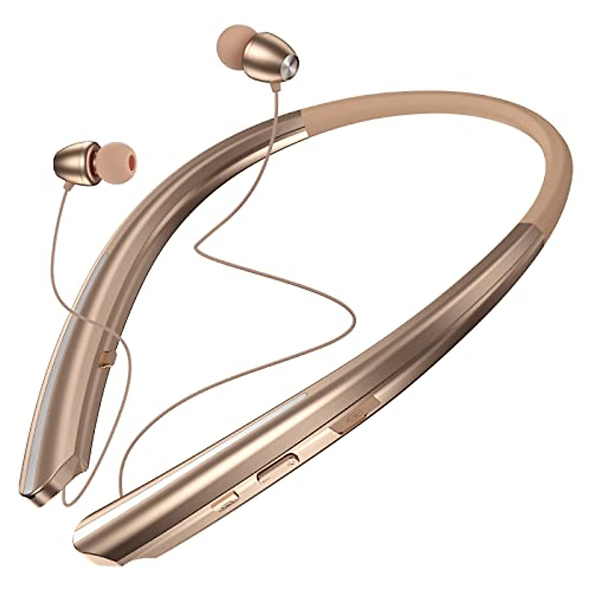 Neckband Bluetooth Headphones, Wireless Neckband Headset Retractable with Sweatproof Stereo Earbuds Call Vibrate Alert Earphones with Mic Compatible with iPhone, Android, iPad, Samsung (Rose)