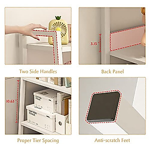 IOTXY 3-Tier Ladder Shelf Bookcase - Wood and Metal Modern Standing Bookshelf, Open Book Shelves Storage Rack, for Home Office, Living Room, Kitchen, Bedroom, Black