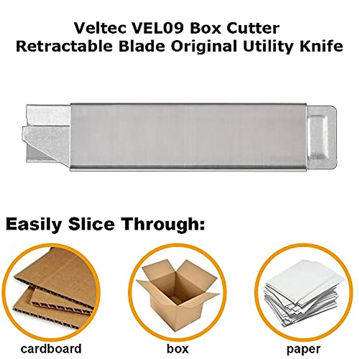 Veltec Standard Box Cutter Retractable Blade Original Utility Knife, for Boxes, Papers, Cardboards, Packages, Tape, Metal Body (Pack of 12)