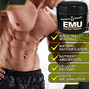 Doctors Touch Advanced EMU Muscle Pain Relief Cream - 2 Oz Jar - Joint & Muscle Pain Relief Rubs - Perfect for Workout Recovery to Sooth Sore Muscles and Aching Joints - Joint Pain Relief Cream