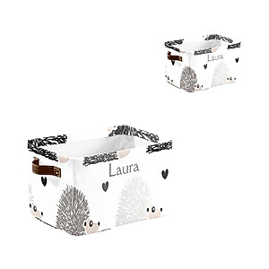 Cartoon Hedgehog Personalized Custom Name Waterproof Storage Boxs Baskets Clothts Towel Book for Bathroom Office 1 Pack