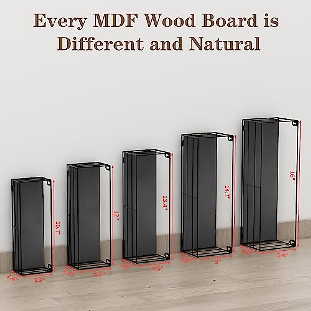 CRUGLA Floating Shelves Wall Mounted Set of 5, Black Hanging Storage Wall Shelf for Bathroom, Kitchen, Bedroom, Living Room Home Decor