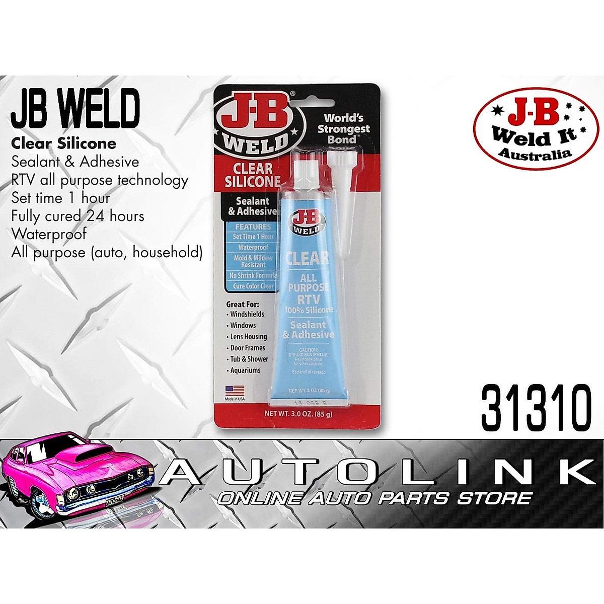 J-B Weld 31310 All-Purpose RTV Silicone Sealant and Adhesive - 3 oz. - Clear
