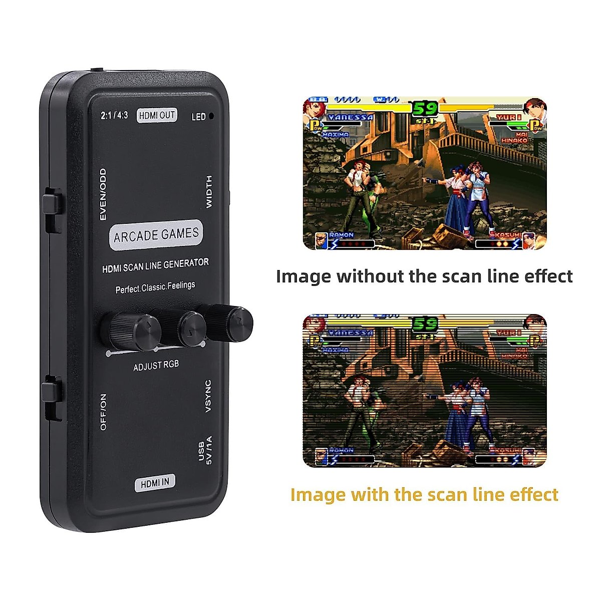 Gam3Gear HDMI Scanline Generator Portable Audio Video Output HDMI Image Scan Line Generator Function Board for All Retro Games/Gamers/Mame/Arcade Game/Emulator