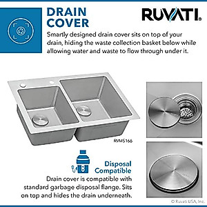 Ruvati 33 x 22 inch Drop-in Topmount Kitchen Sink 16 Gauge Stainless Steel 60/40 Double Bowl - RVM5166