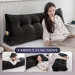 TerriTrophy Triangular Wedge Headboard Pillow Large Bolster Bed Rest Reading Pillow Backrest Positioning Support Bolster Cushion with Removable Cover