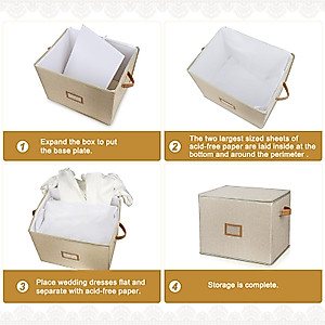 Lukeline Wedding Dress Storage Box, Wedding Dress Preservation Box with Lid, Foldable Acid-Free Organizer with 1 Pair of Microfiber Gloves and 20 Sheets of Acid-Free Paper (1, Medium)
