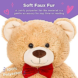 Best Choice Products 35in Giant Super Soft Plush Cuddly Teddy Bear Stuffed Animal Toy for Bedroom, Kids Playroom w/Bow Tie, Footprints - Brown