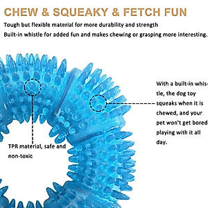 Cdycam Dog Teething Ring Dog Chew Toy, Squeaky Dog Toys for Aggressive Chewers Medium Large Dogs, Rubber Dog Teething Toys