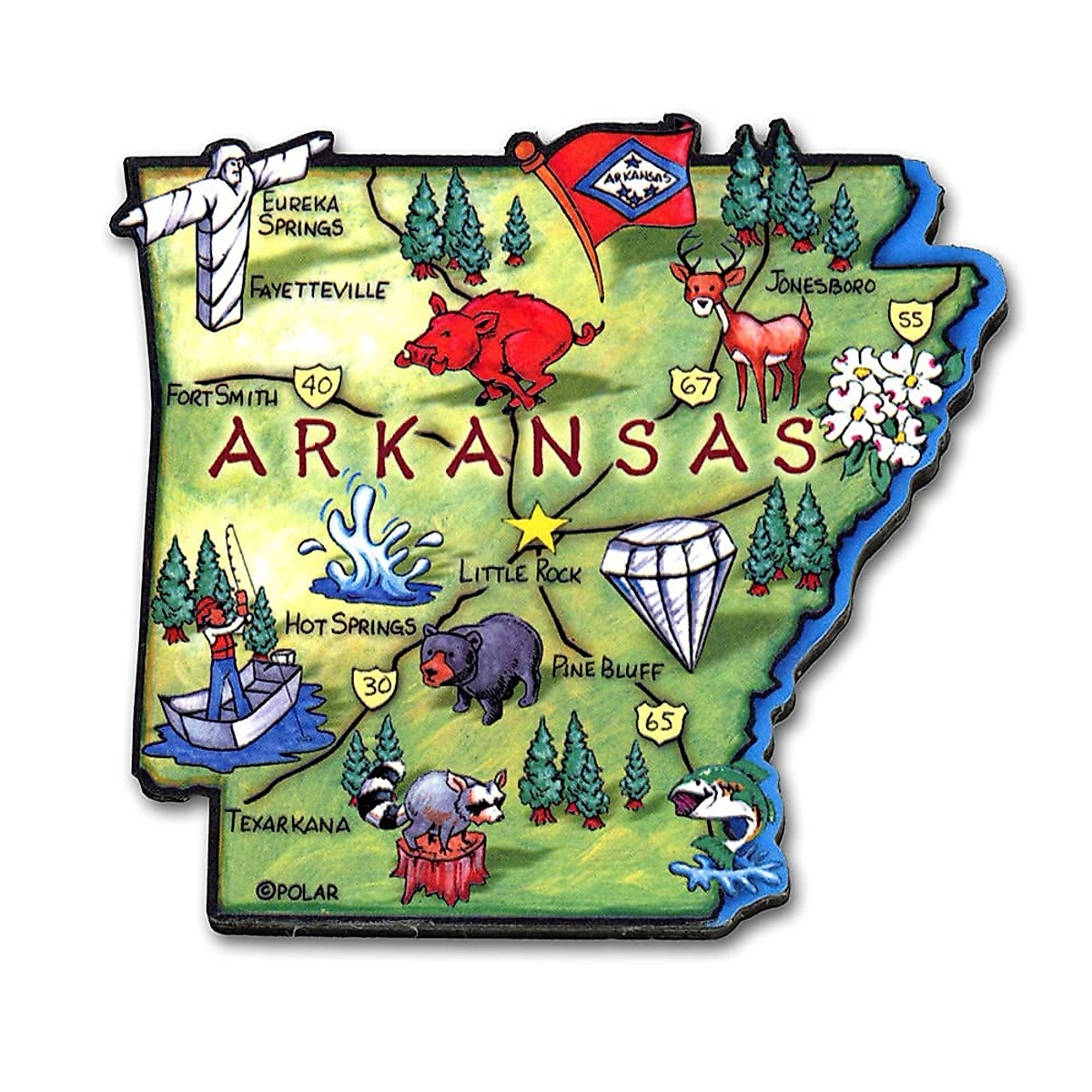 Arkansas Artwood State Magnet Collectible Souvenir by Classic Magnets