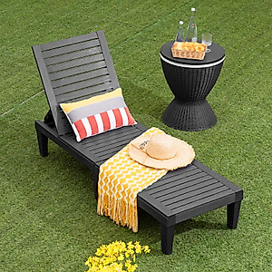 Giantex Set of 2 Outdoor Chaise Lounge Patio Recliner Chair with 5-Position Adjustable Backrest, Weather-Proof & Rust-Resistant Chaise Lounger for Patio, Beach, Balcony, Poolside