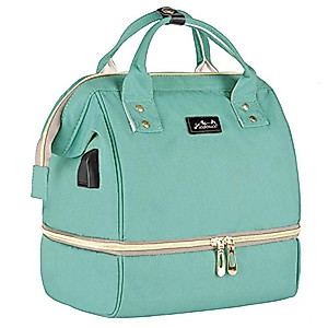 Viedouce Nappy Backpack, Changing Nappy Bag, Lunch Bag Insulated, Picnic Bag for Travel, Waterproof Oxford Baby Travel Diaper Mummy Bag Backpack with Charging Port (Cyan 8L)