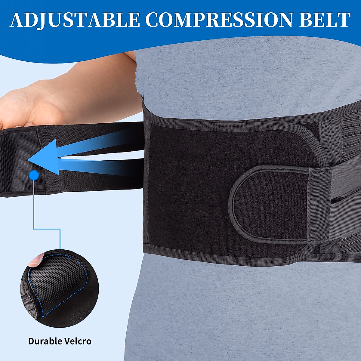 ZEAMO Back Brace for Men and Women Lower Back Pain Relief, Adjustable Lumbar Support Belt with 3 kinds of replacement lumbar pads, Waist Support for Herniated Disc, Sciatica, Scoliosis
