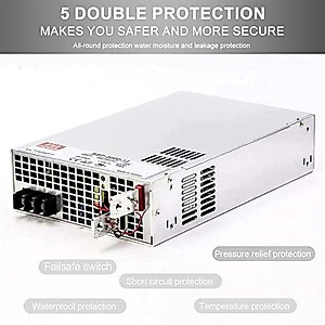 TorqCali RSP-3000-12 3000W Single Output Power Supply 12V 200A Constant Current with PFC, 180-264VAC Input, for Industrial Equipment and Automation Systems