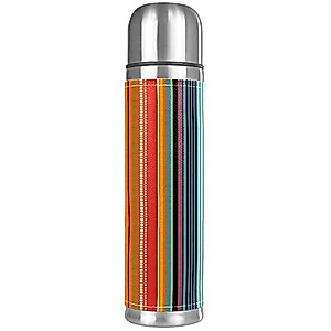 Stripe Boho Stainless Steel Water Bottle Leak-Proof, Double Walled Vacuum Insulated Flask Thermos Cup Travel Mug 17 OZ