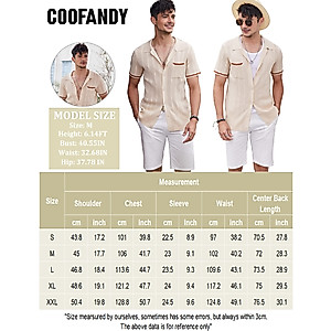 COOFANDY Knit Summer Shirts for Men Short Sleeve Button Down Polo Shirts with Pocket Green