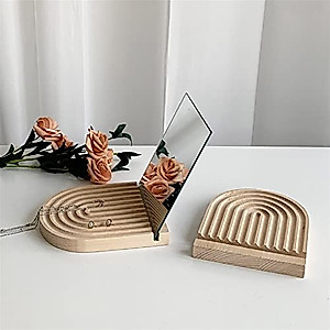 SUSOSU Breakfast Tray Wooden Tray with Groove Serving Plate Food Storage Dish Mirror Stand Phone Holder Aromatherapy Trays for Home Kitchen Organizer