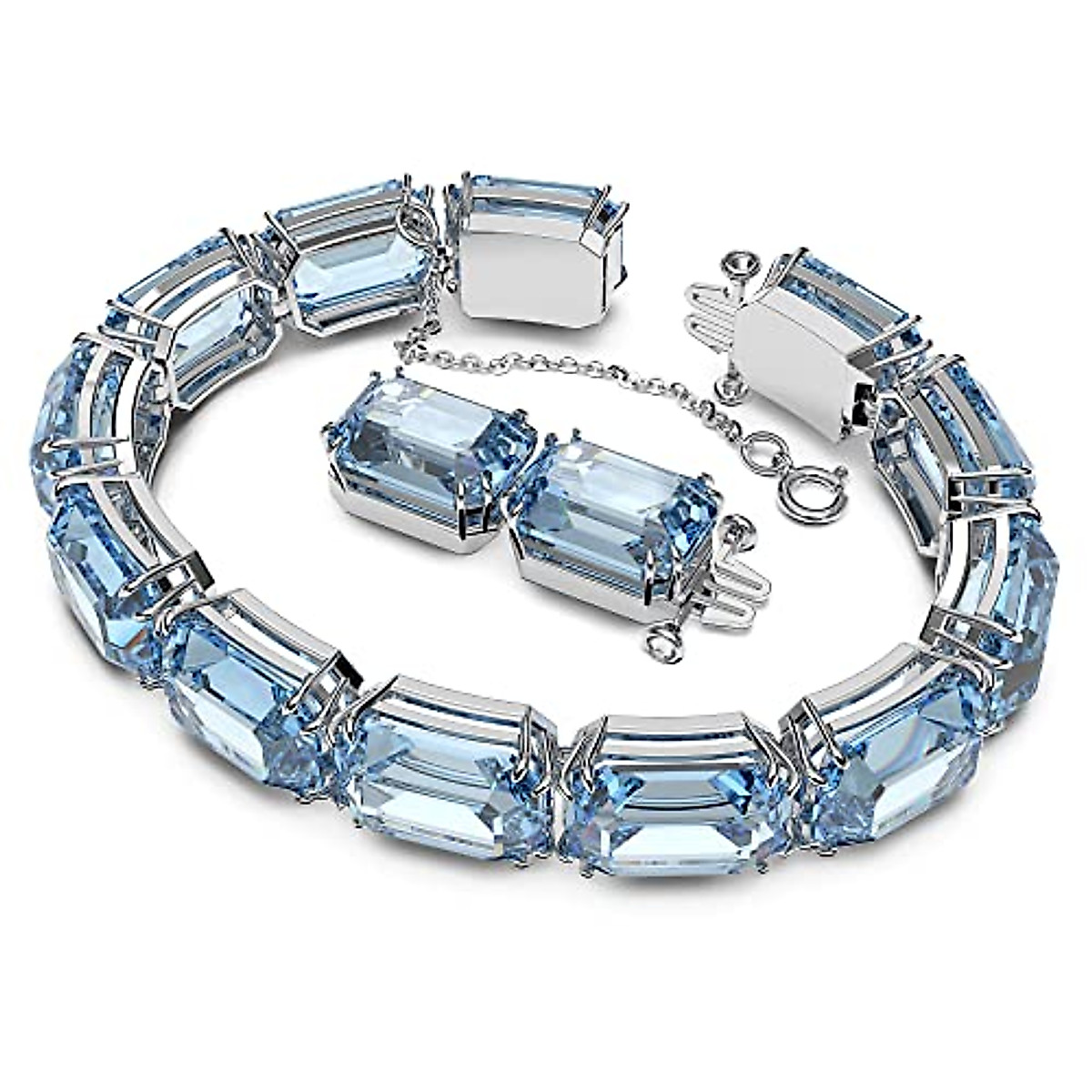 SWAROVSKI Millenia bracelet, Octagon cut crystals, Blue, Rhodium Finish