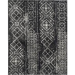 SAFAVIEH Adirondack Collection Area Rug - 10' x 14', Black & Silver, Moroccan Boho Distressed Design, Non-Shedding & Easy Care, Ideal for High Traffic Areas in Living Room, Bedroom (ADR111C)