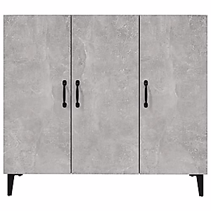 loibinfen Sideboard Buffet Server Storage Cabinet with Doors, Console Table Home Kitchen Sideboard with Black Megal Legs, Dining Room Furniture Entryway Cupboard, Concrete Gray 35.4"x13.4"x31.5" -AA